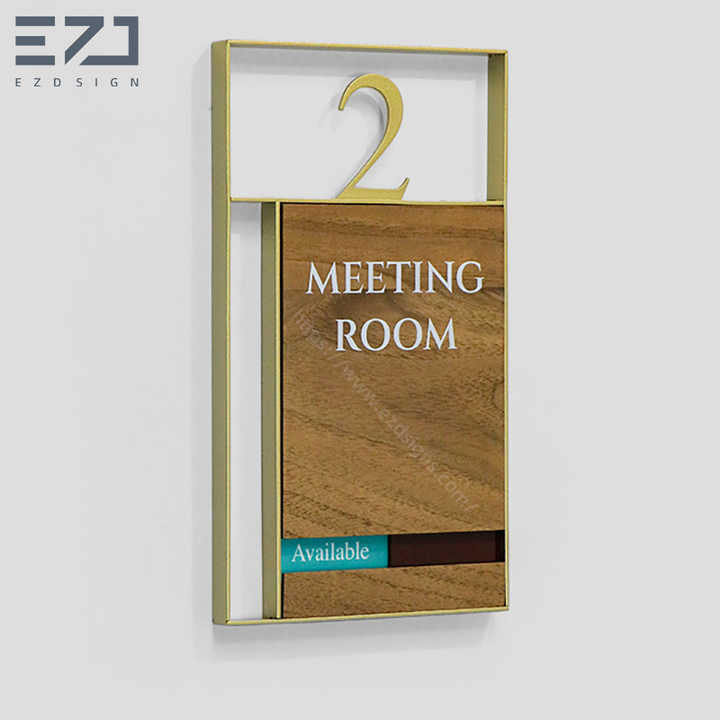 Metal Wood Office Building Meeting Room Name Plate Guest Wayfinding ...
