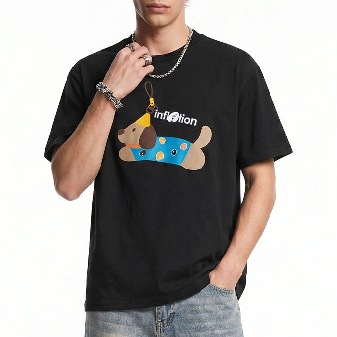 QUICKSHOW Streetwear Ready Ship Men Cartoon Printed Cotton Short-Sleeve ...