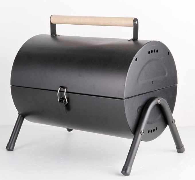 Small Portable Bbq Grill Charcoal Smoker Black Powder Coated Barrel ...