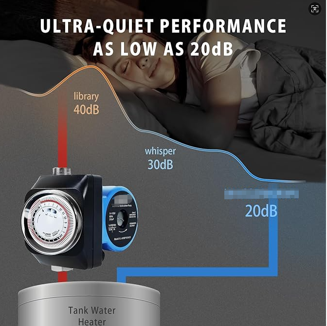 OGGIN Adjustable Timer Hot Water Circulation Pump Stainless Steel for ...