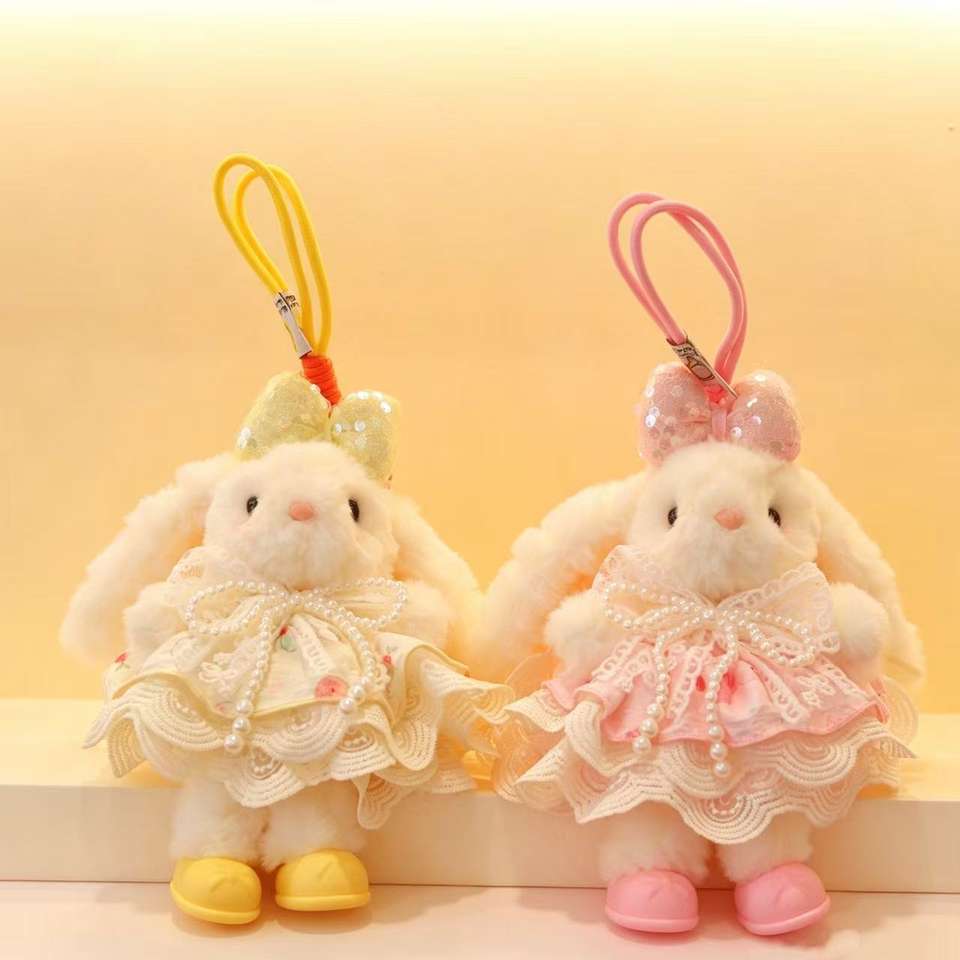 Handmade Cute Lop Ear Rabbit Plush Toy Soft Stuffed Sweet Flowers Lace ...