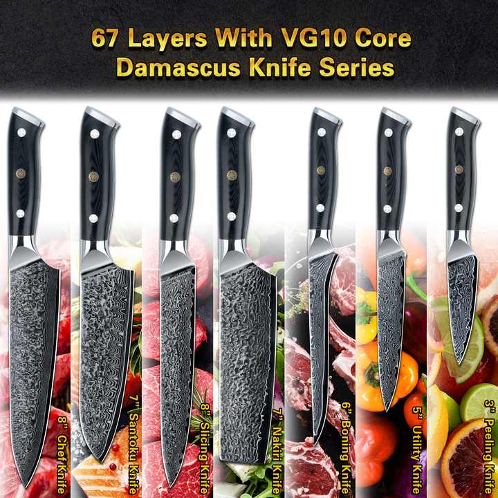 Damascus Steel Kitchen Knife Set - Professional & Durable