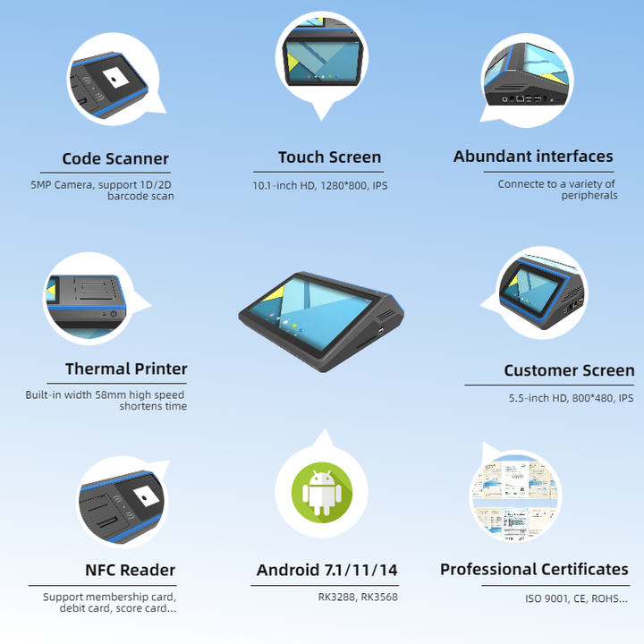 10-Inch Android Touch Pos Tablet Met Dubbel Scherm Voor Restaurant Food ...
