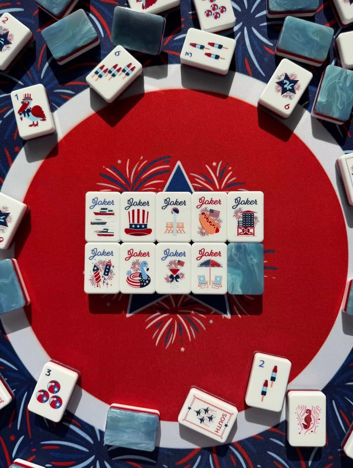 Patriotic American Mahjong Set 166 Tiles,4th July Popsicle & Beach Ball ...