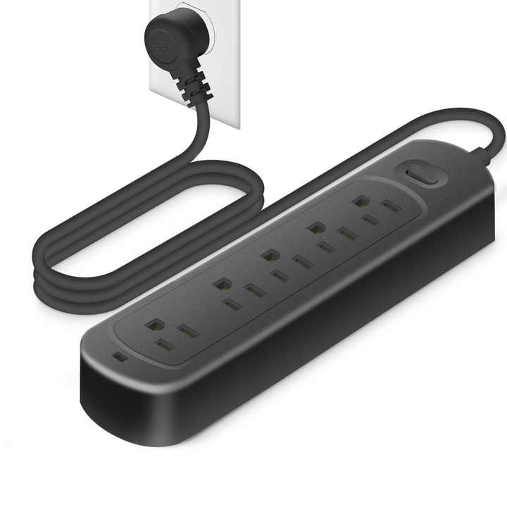 Black/white Smart Patch Panel Power Strip Surge Protector With 6 ...