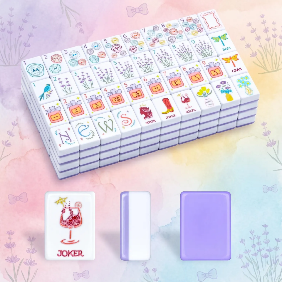 Spring Floral Lavender Mahjong Tiles Set of 160 Purple Melamine 2 Layer ...