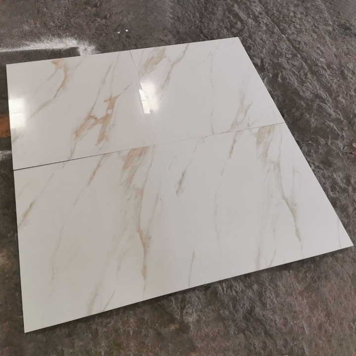 White Glossy Marble Floor Tiles - Premium Gres Porcellanato