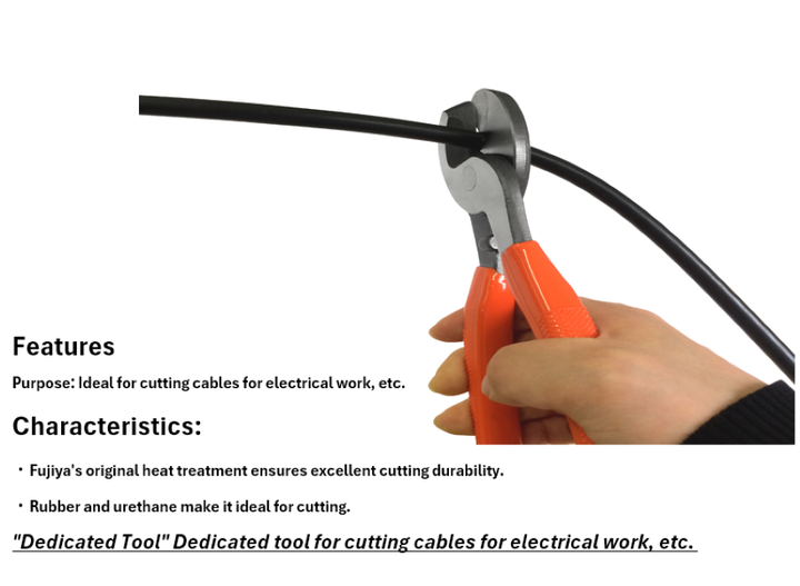 JP P21-001 Fujiya Cable Wire Cutter Tool Smooth Jaw Texture Steel and ...
