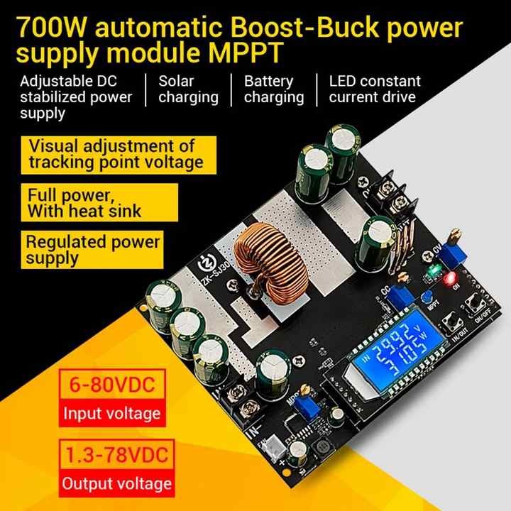 DC6-80V To DC1.3-78V Automatic Buck/Boost Power Module Solar Battery ...
