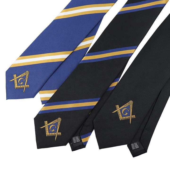 Custom Designer Freemason Logo Series Silk Ties for Men