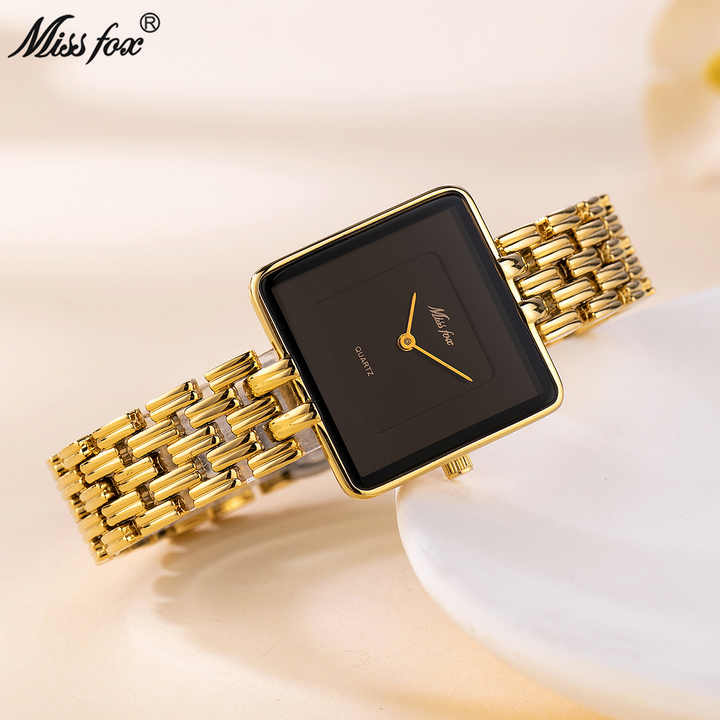 Minimalist Gold Black Square Quartz Watch Casual Fashion Women Watch ...
