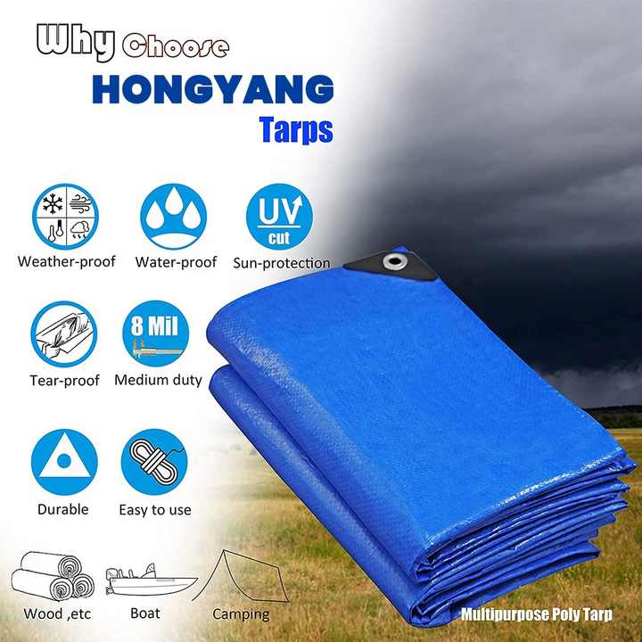Blue Tarp Waterproof PE Tarpaulin 12x14 Feet - All Purpose