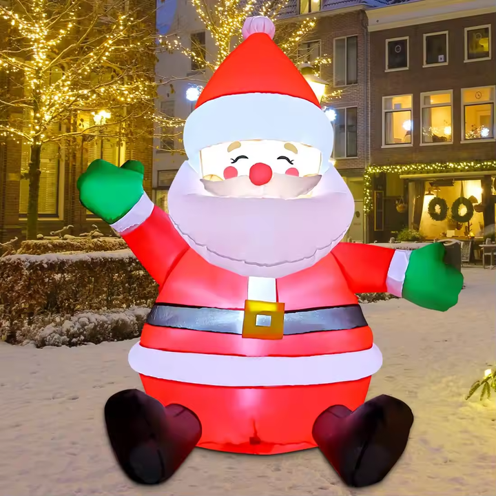 5 FT Christmas Outdoor Inflatable Santa Claus Sitting Santa with LED ...