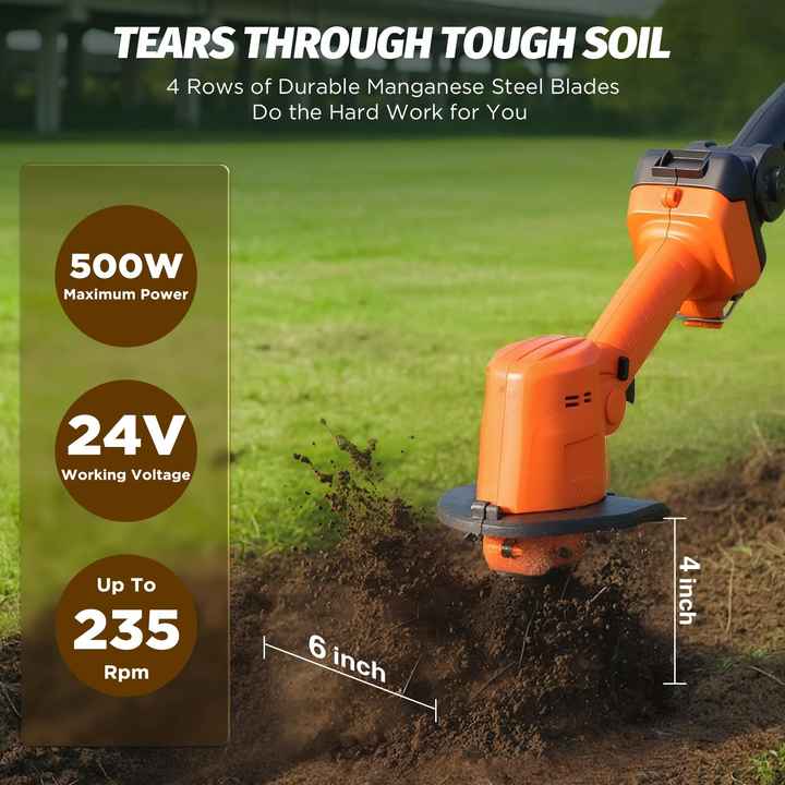F.EASY.D Telescopic Pole Cultivator Cordless Garden Tiller Power Tools ...