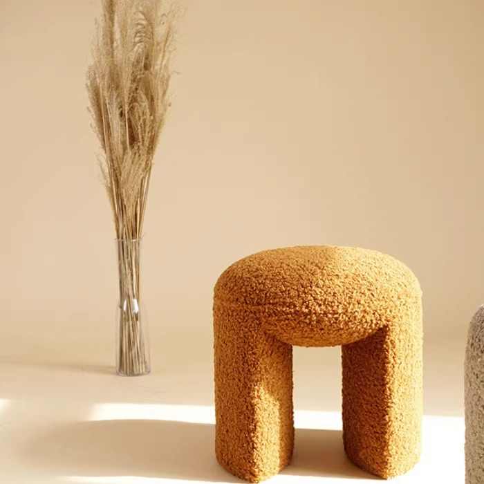 Stylish Modern Stool with Unique Design and Textured Upholstery for ...