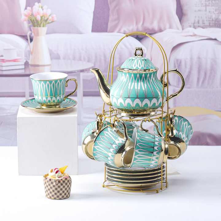 Luxury Ceramic Tea Set with Gold Rim - Perfect for Tea Lovers