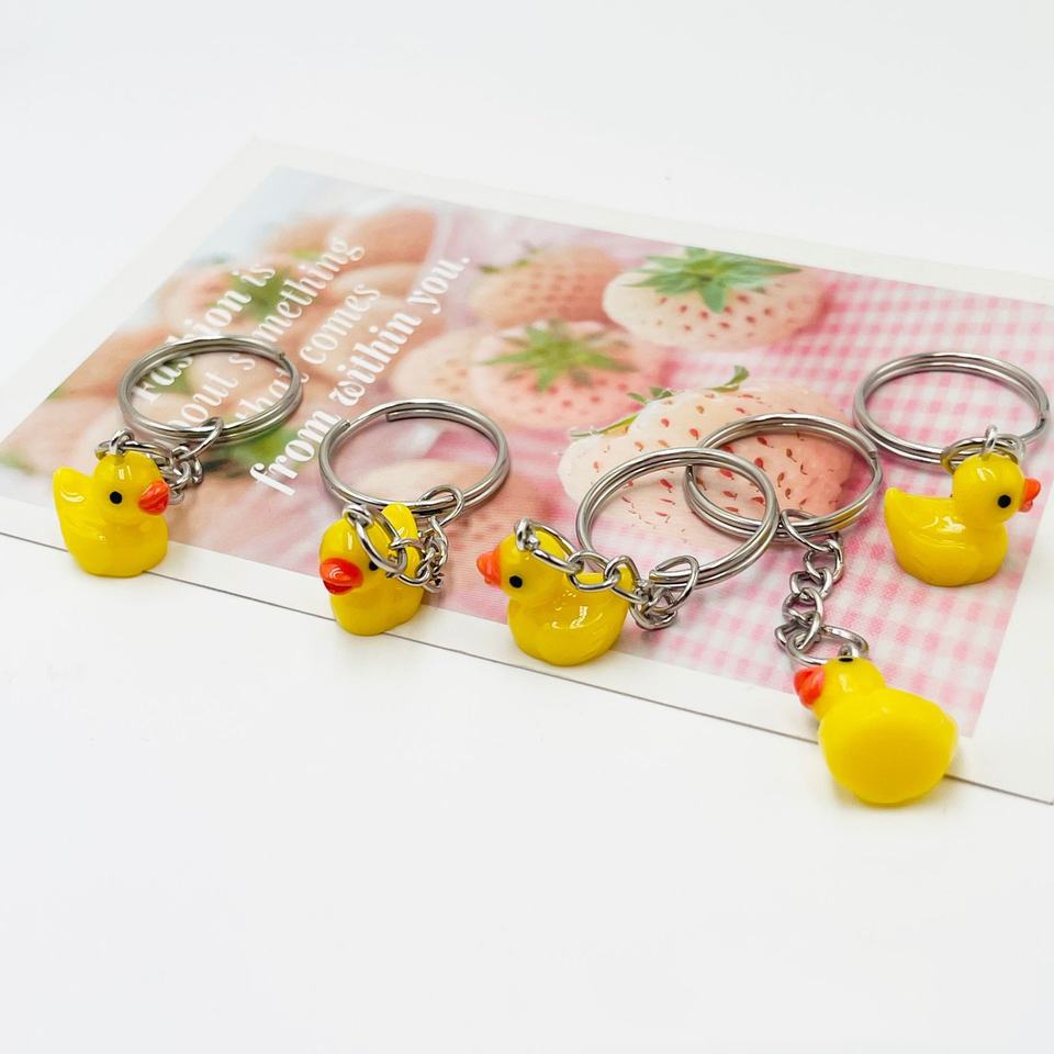 Cartoon Mini-Sized Yellow Duck Resin Carabiner Keychain