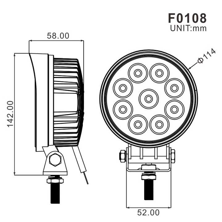 4.5 Inch LED Round Work Light 9pcs 27W Waterproof White Wide Flood Long ...