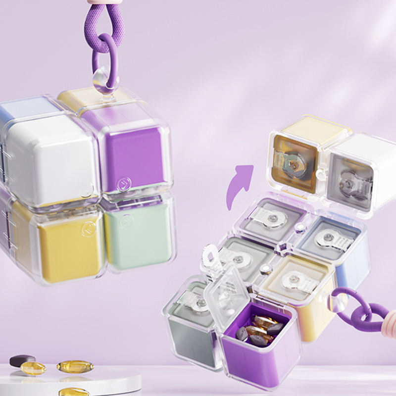 Portable Pill Organizer - 8 Compartments Weekly Medication Storage Box ...