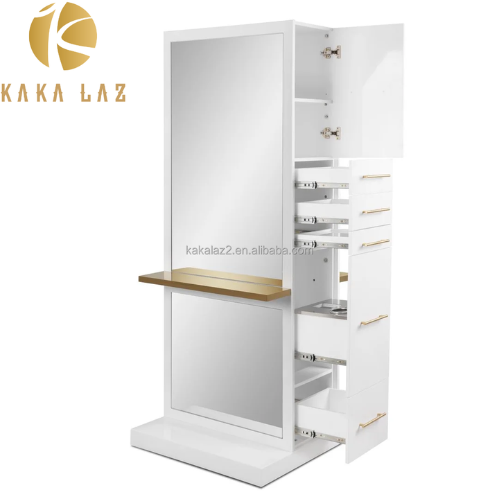 White Mirrored Console Table Double Sided Led Light Mirror Salon Mirror ...