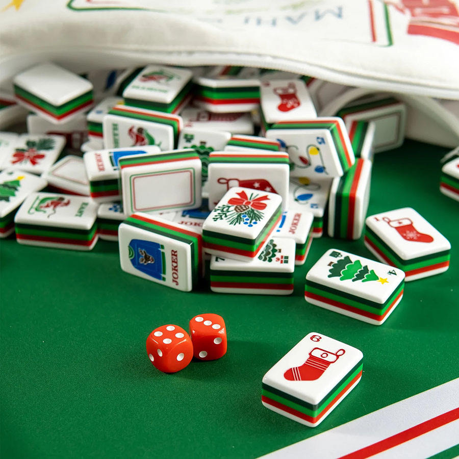 Holly Jolly Christmas Luxury Mahjong Set 160 Piece Acrylic American ...