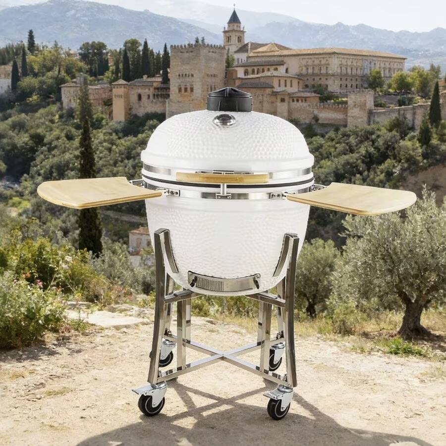 TOPQ Outdoor Ceramic Smoker Stainless Steel 20 Inch Charcoal Grill ...
