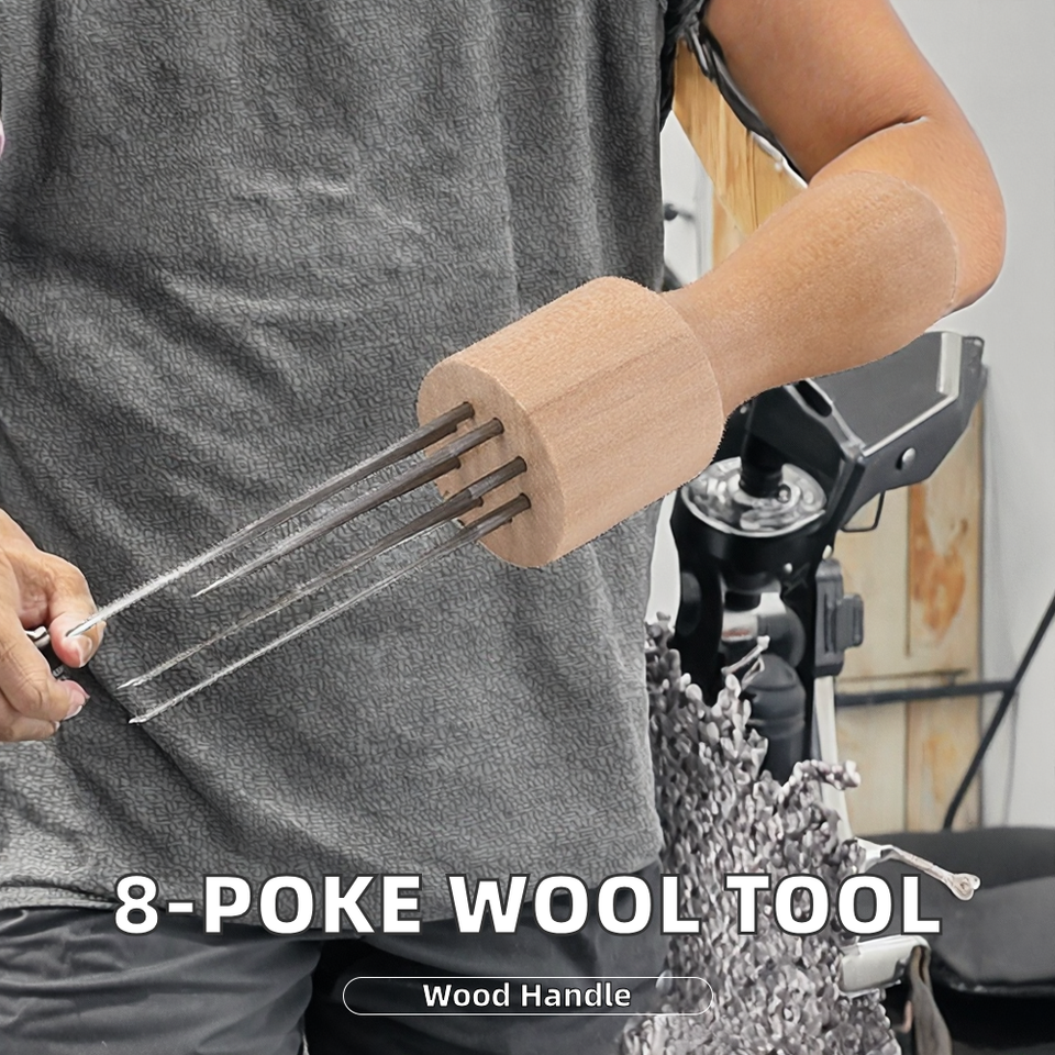 Eight-Poke Wool Felt Tool with Wooden Handle Simple Design Hand ...
