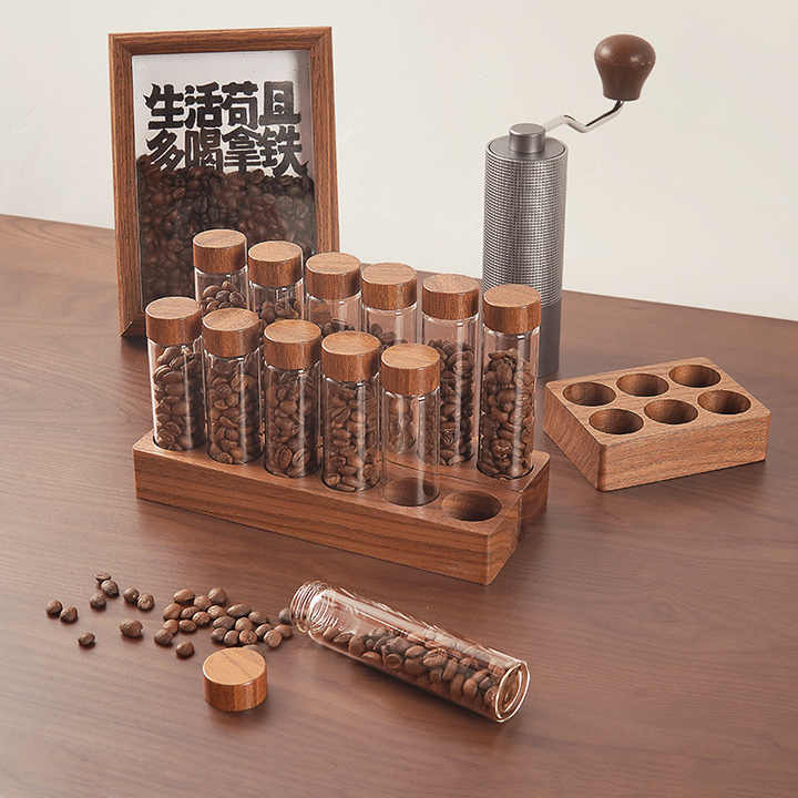 Wooden Holder Base 12 Tubes Dose Cellar Dosing Glass Vials Jars ...