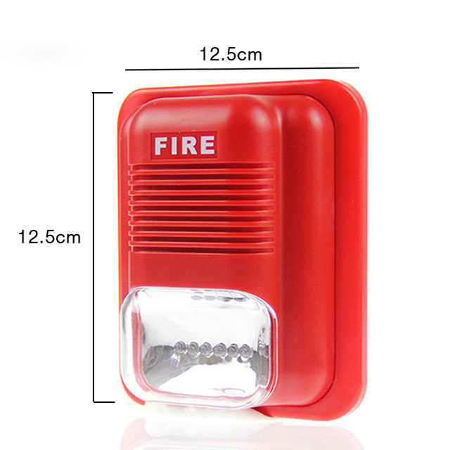 Fire Alarm Horn Flasher 12 / 24V DC Wired Sound and Light Fire Alarm Warning Strobe Siren Horn ...