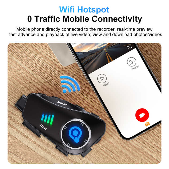 Q28 Helmet Bluetooth Headset - 1080P HD Camera Motorcycle Riding Recorder