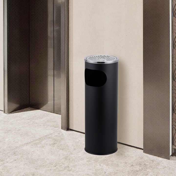 Hotel Lobby Stainless Steel Standing Ashtray Trash Can Matte Black ...