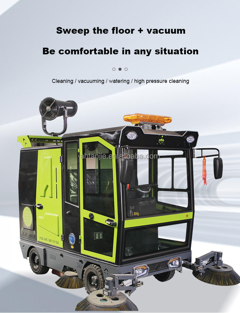 Best Four Wheel Steering Road Sweeper Cleaning Machine Electric Fuel ...