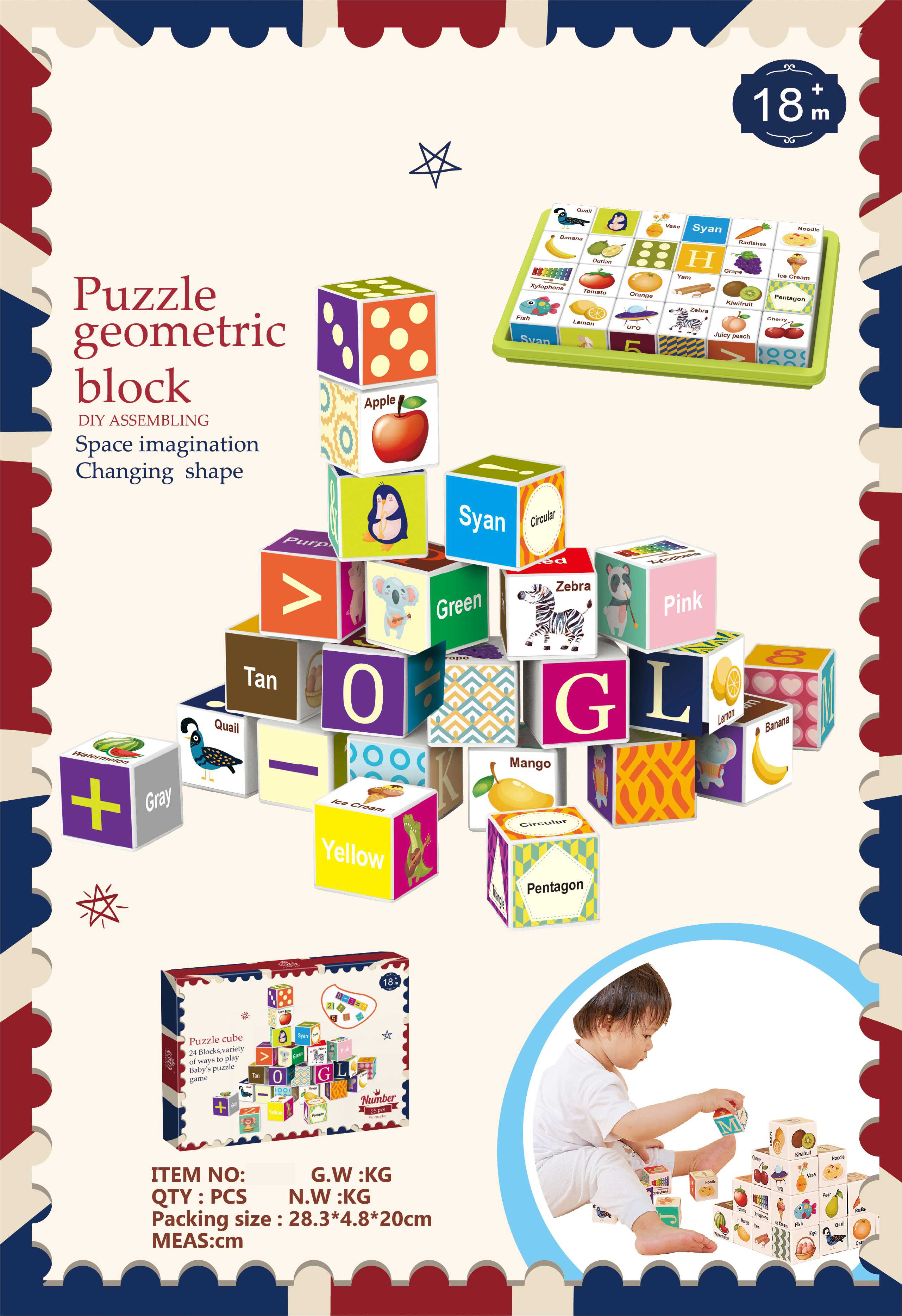 Baby Fun Cognitive Puzzle Learning Cube Toys Building Block Brinquedos ...