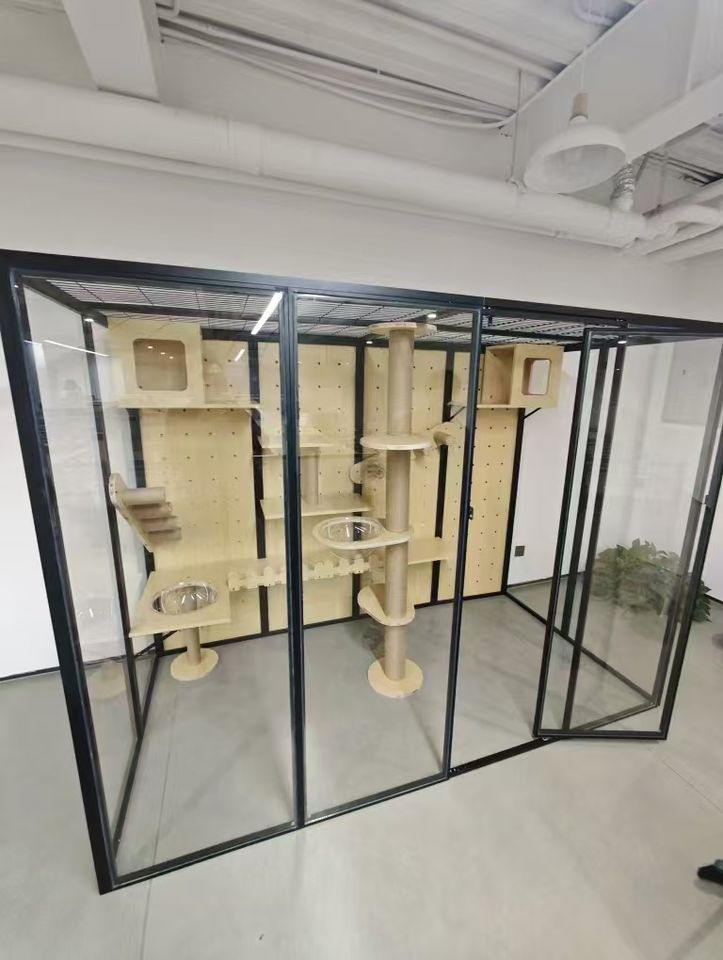 Custom Indoor 6063 Aluminum Alloy Frame Cat House with Tempered Glass ...