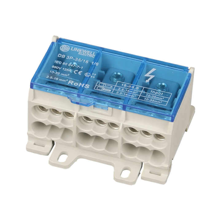 3 Pole Din Rail Screw Mounted DB Distribution Terminals