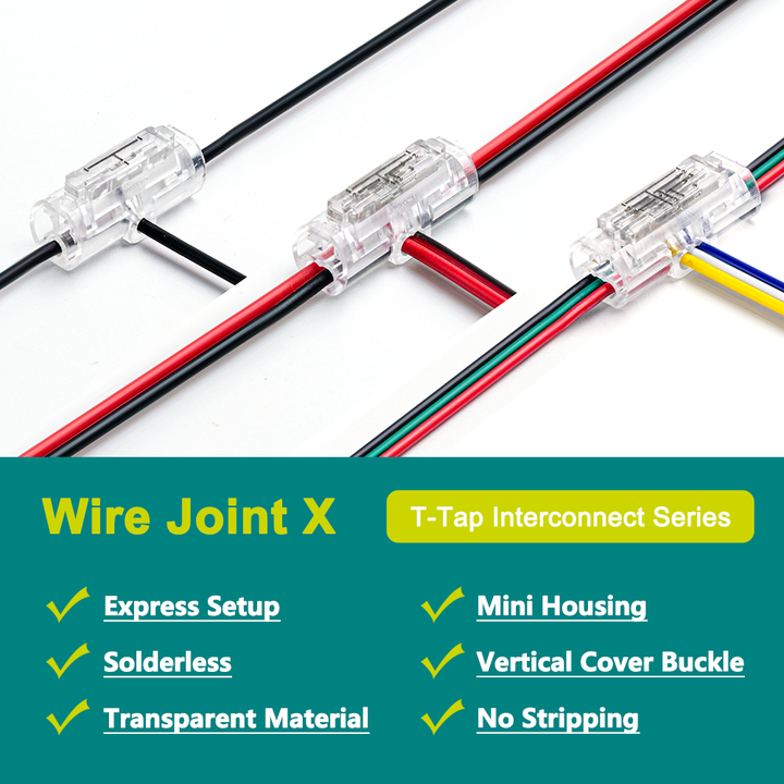2P T-Tap Connector for 20/18AWG Wire, No Strip Quick Lock Splice ...