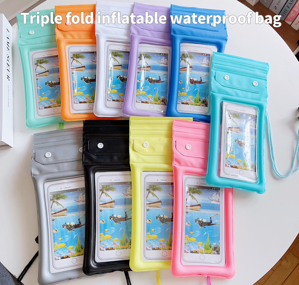 Three-Layer Seal Inflatable Mobile Phone Waterproof Bag Three-Fold for ...