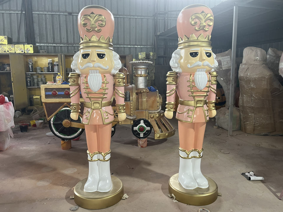 6 Foot Pink Fiberglass Nutcracker Soldier - Life Size Outdoor Christmas ...