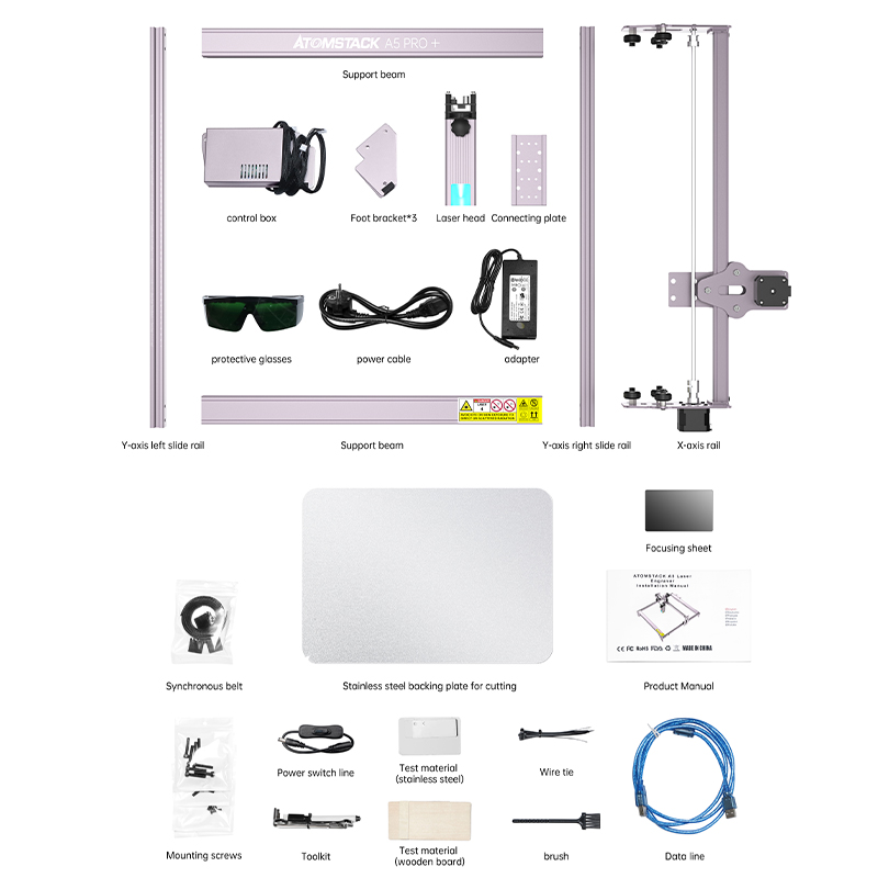 Atomstack A5 Pro + 40w Đá Thủy Tinh Tráng Kim Loại Tự Làm Để Bàn Gốm S ...
