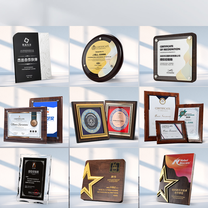 Custom Frame Award Certificate Plaque Wooden Sublimation Plaque Crystal ...