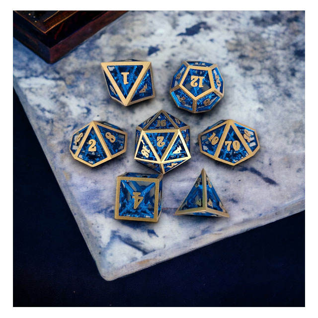 LM Double Swords RPG Game Set Rolling Metal Hollow Red D&D Dice Custom ...