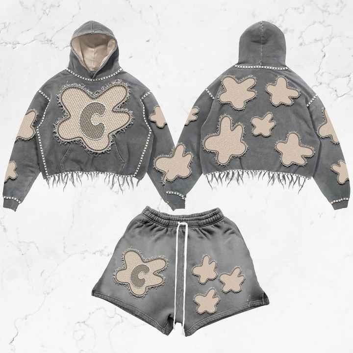 Men's Hoodie Customized - Distressed Applique Embroidery