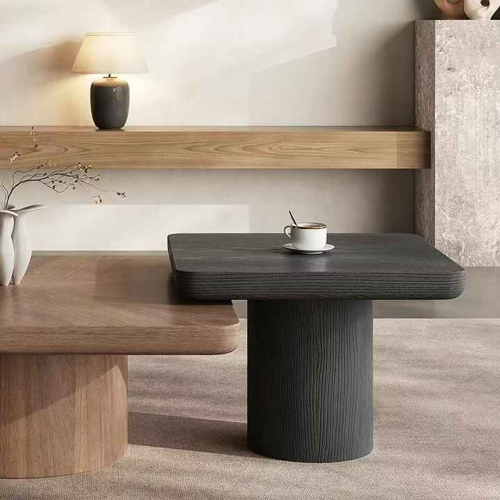 Italian Retro Style Simple Square Coffee Table Modern High and Low Side ...
