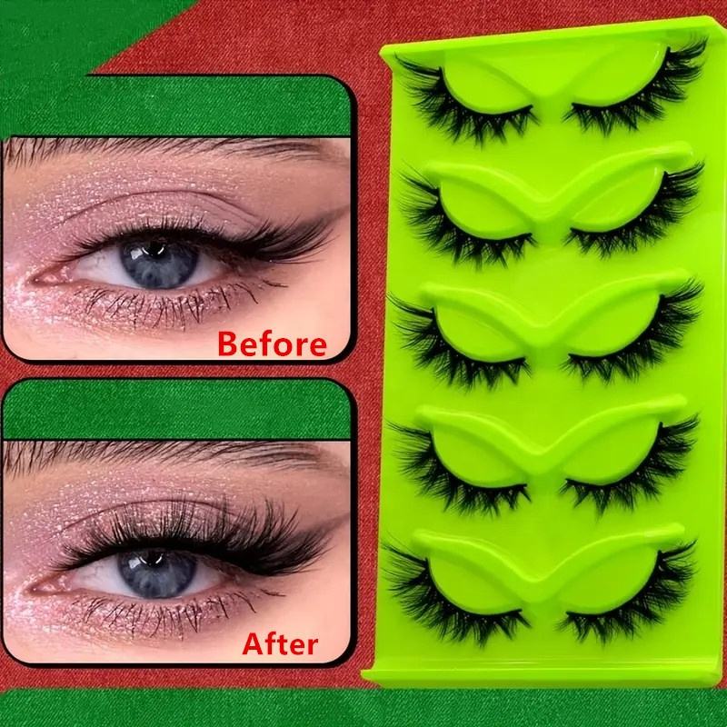 European and American Oblique Flying 5 Pairs of cat Eye False Eyelashes ...