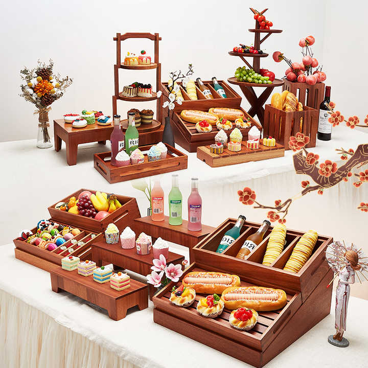Eco Friendly Wood Risers for Food Display - Elegant & Sustainable