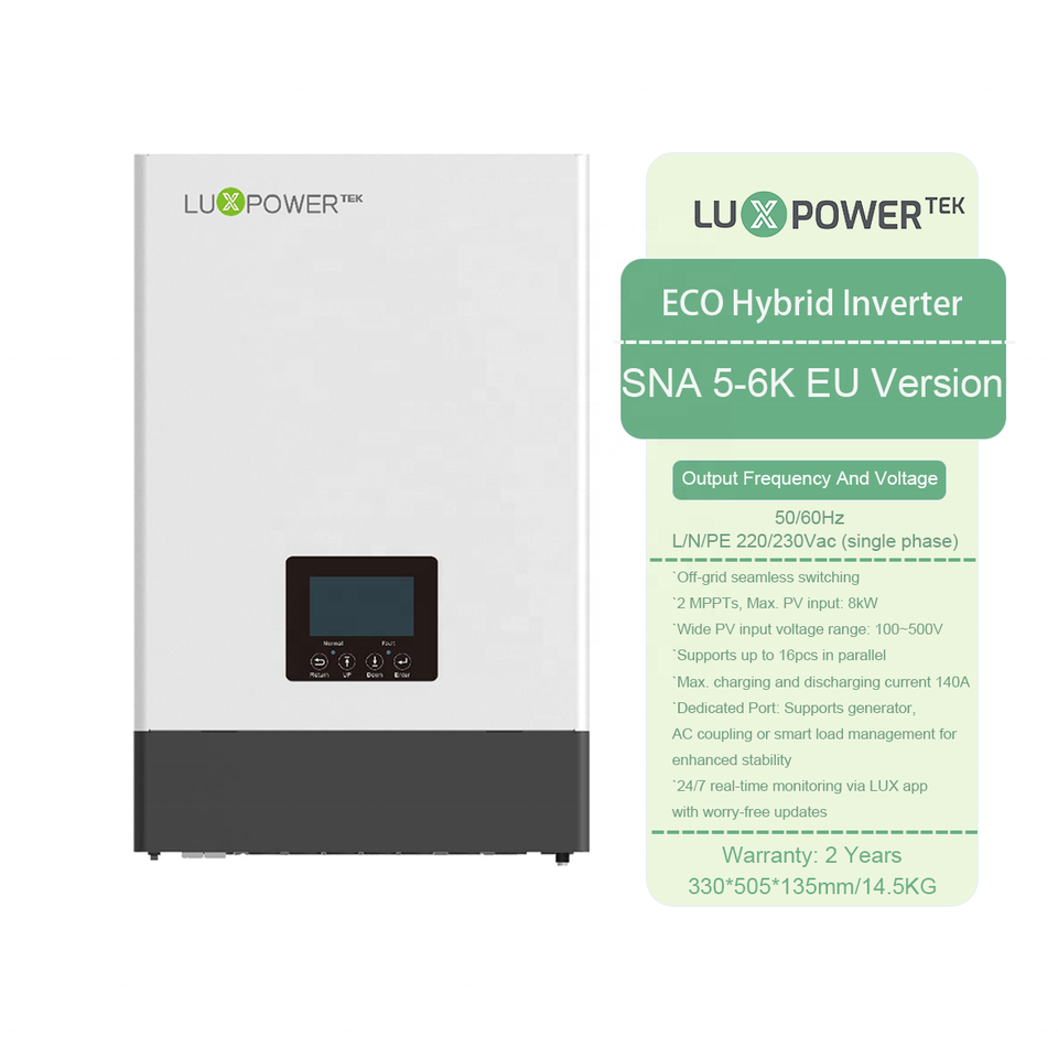 SNA 6K Luxpower 6000 Watt Solar Inverter Eco Hybrid Inverter 6Kw Single ...