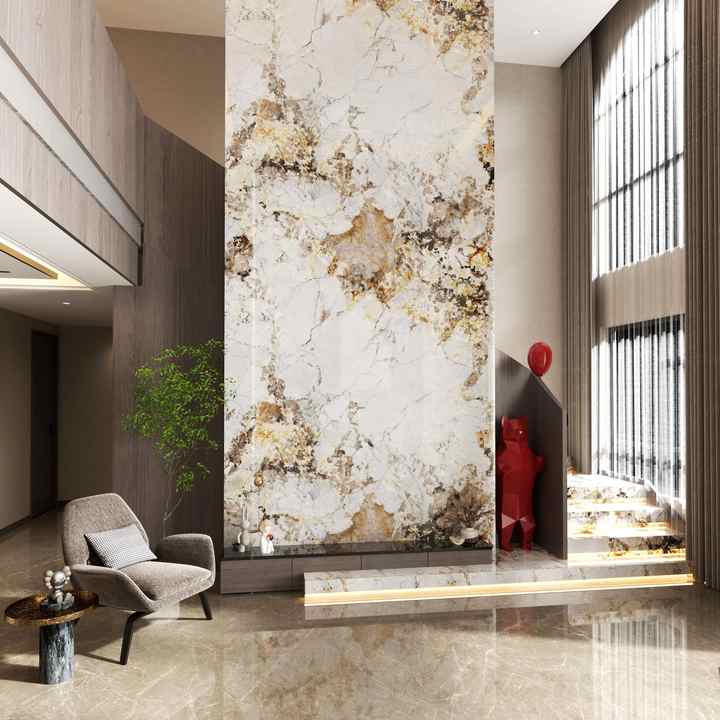 Gold Sintered Stone Panels Interior Exterior Walls Countertops Flexible ...