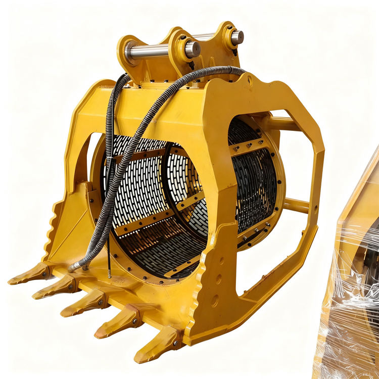 Excavator 360-Degree Rotary Motorized Screening Bucket with ...