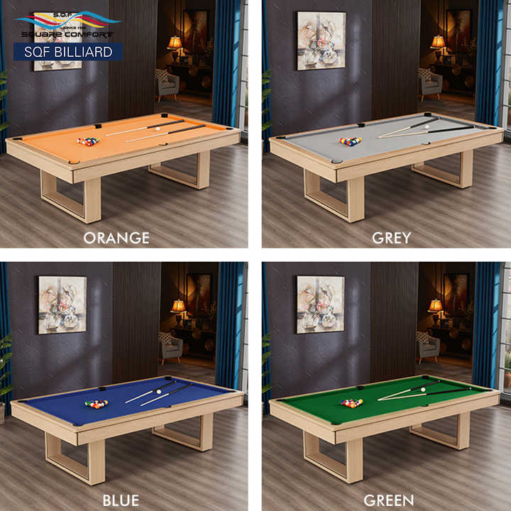 S.Q.F Factory Direct 9ft MDF High-End Pool Table with Orange Tablecloth ...