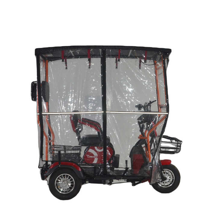 Electric Tricycle - 3 Wheel Scooter with Roof & Curtains